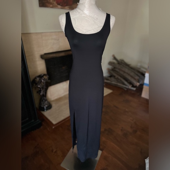 Boston Proper | Dresses | Boston Proper Black Maxi Dress With Slit ...